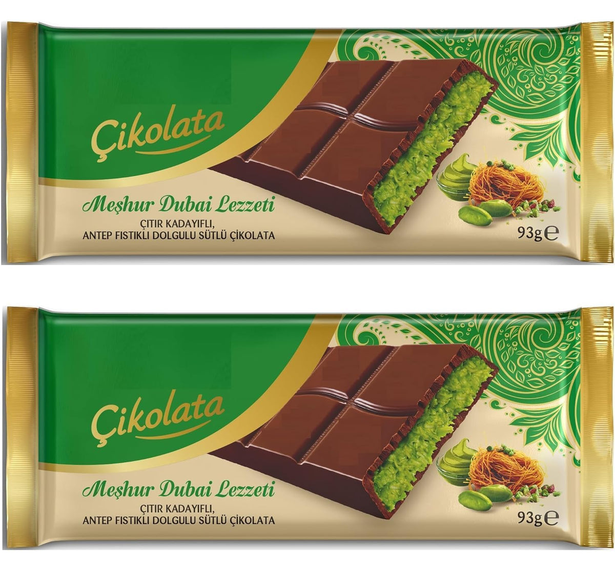 Ulker Cikolata Dubai Chocolate Bar with Kadayif and Pistachio Filling ...